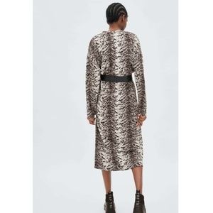 Zara | Dresses | Zara Belted Zebra Animal Print Round Neck Dress | Poshmark